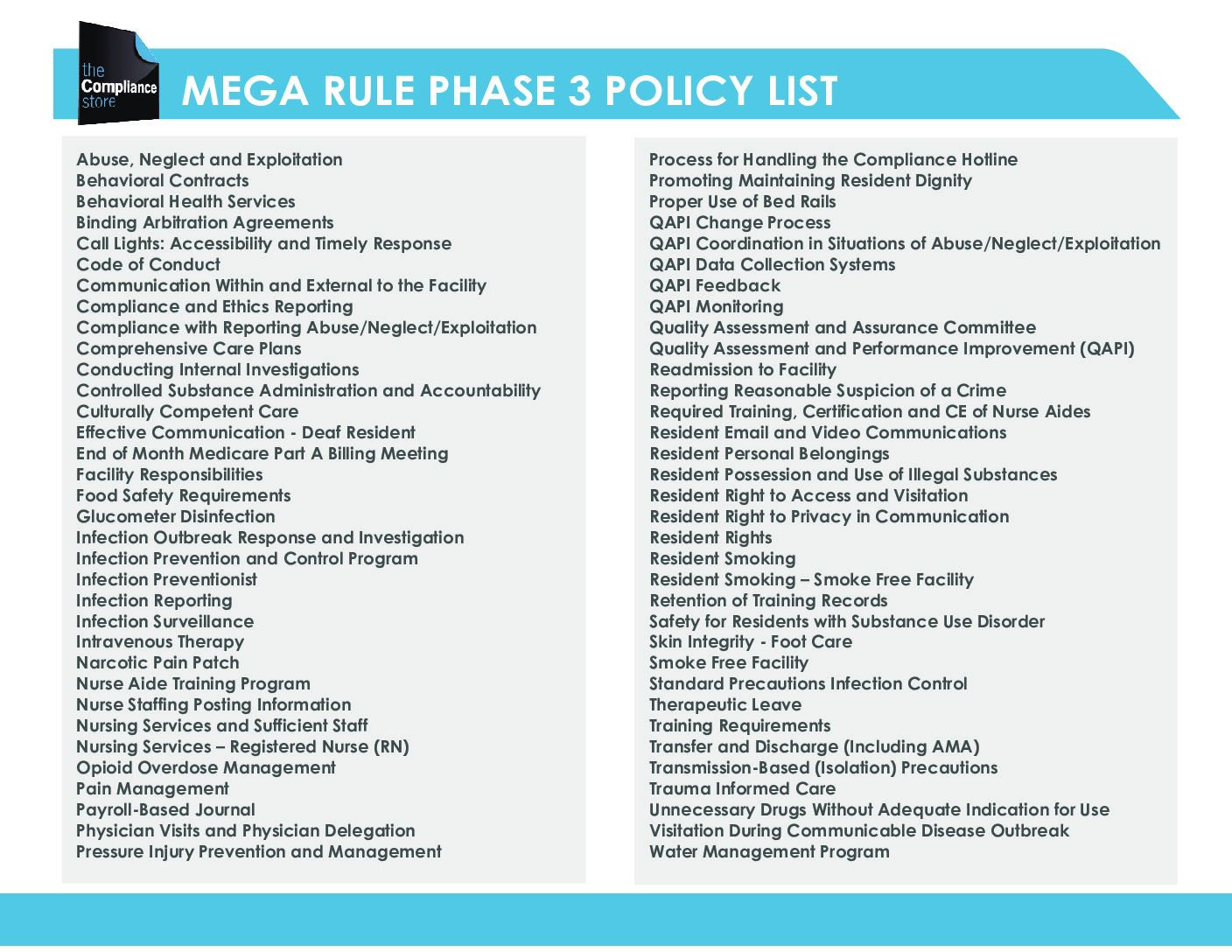Mega Rule Phase 3 Policy List - The Compliance Store
