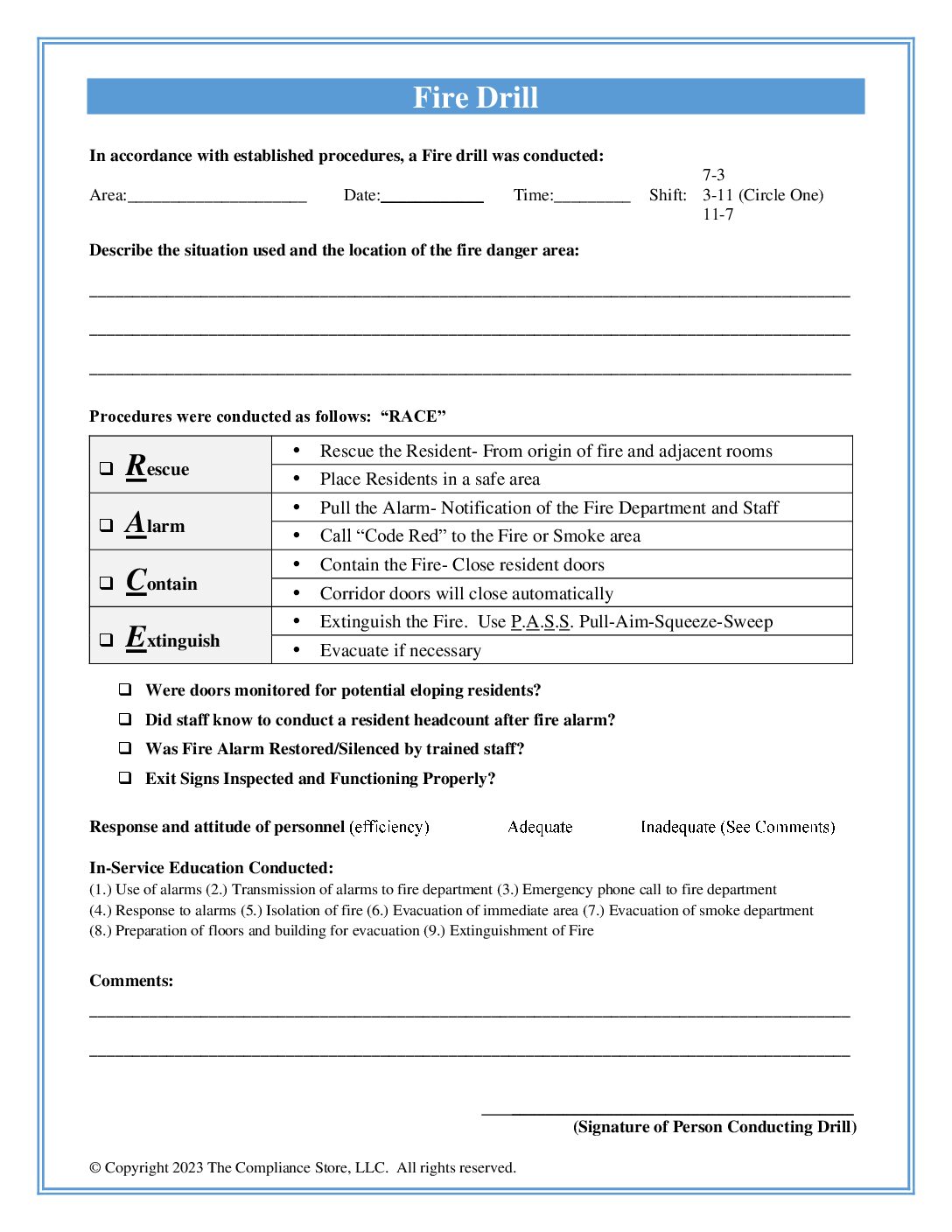 Fire-Drill-Form-and-Attendees-Sign-In-Sheet - The Compliance Store